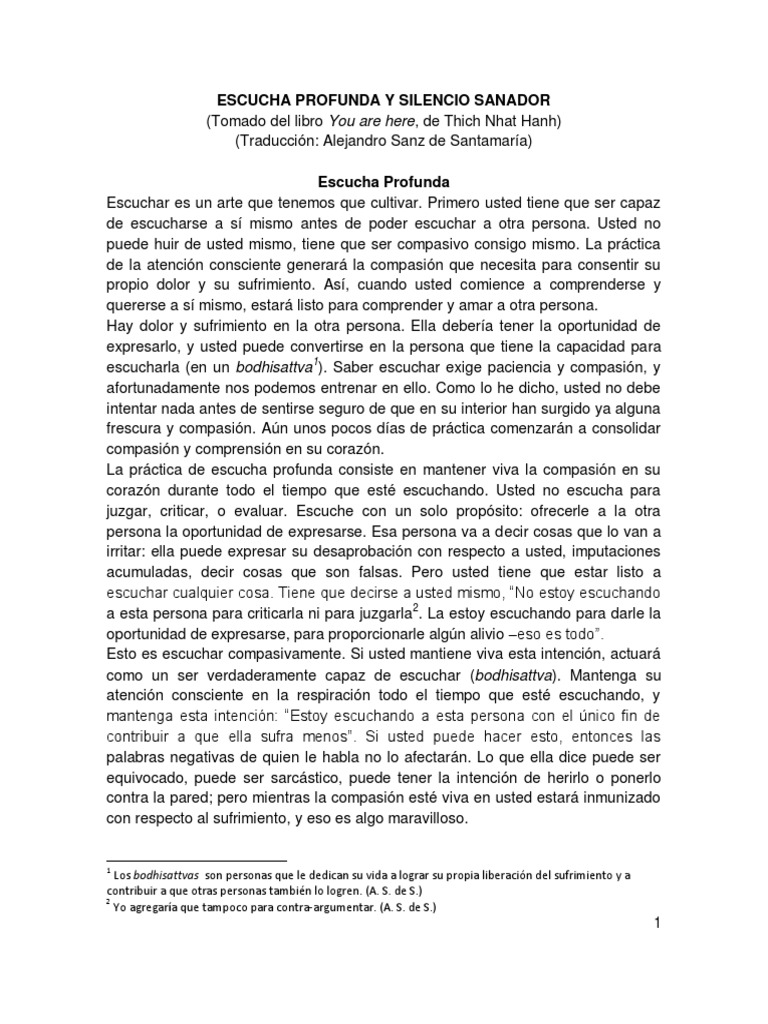 Escucha Profunda y Silencio Sanador | PDF | Amor | Compasión
