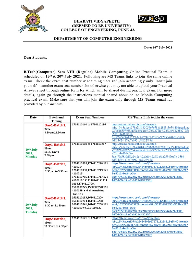 Mobile Computing Exam Schedule | PDF | Computing | Information Age