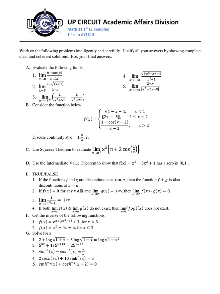 UP CIRCUIT Academic Affairs Division: 1. Lim 2. Lim 3. Lim ( ) 4. Lim ...