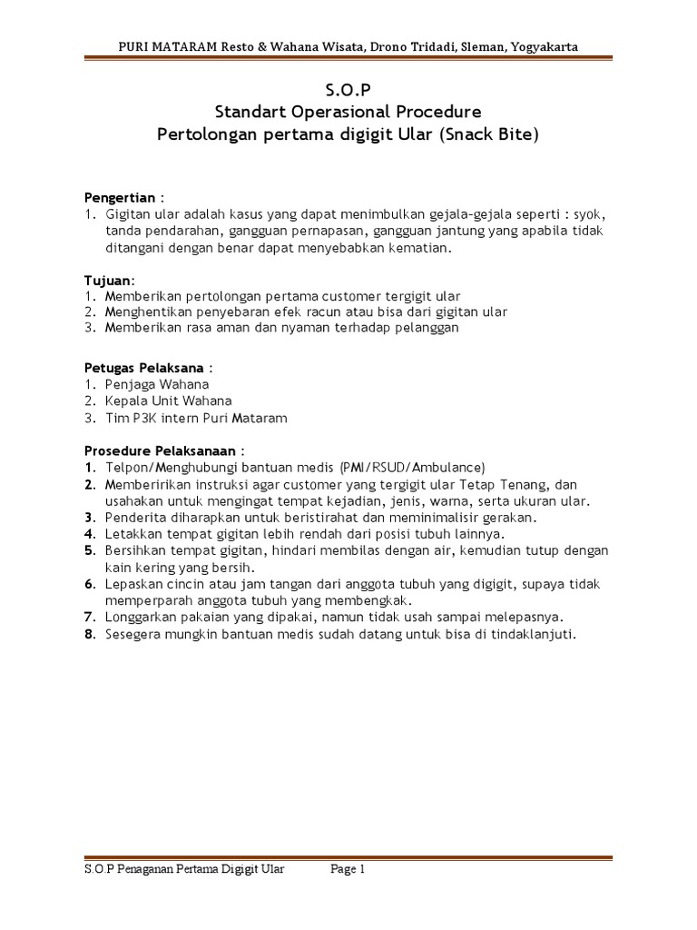 SOP Digigit Ular | PDF | Pengembangan Diri | Kesehatan Holistik
