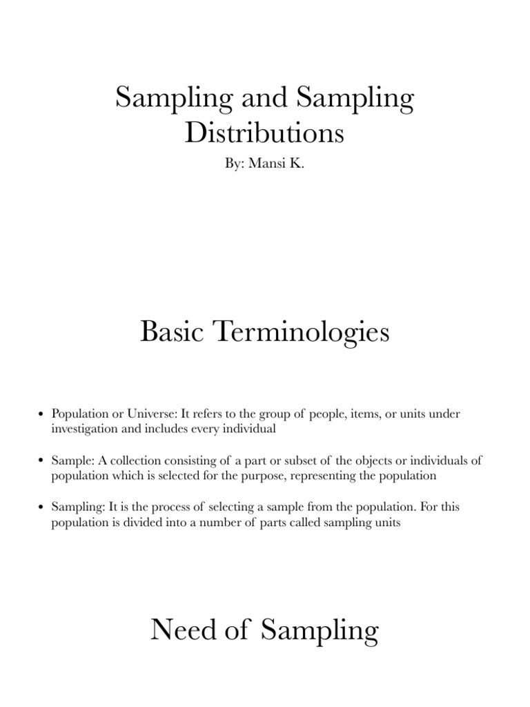 Sampling & Sampling Distributions | PDF | Sampling (Statistics) | Mean