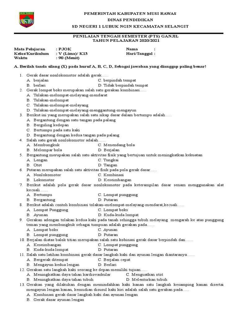 SOAL PJOK Kls. 5 | PDF