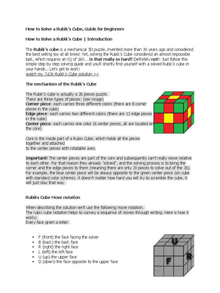 How To Solve A Rubik | PDF