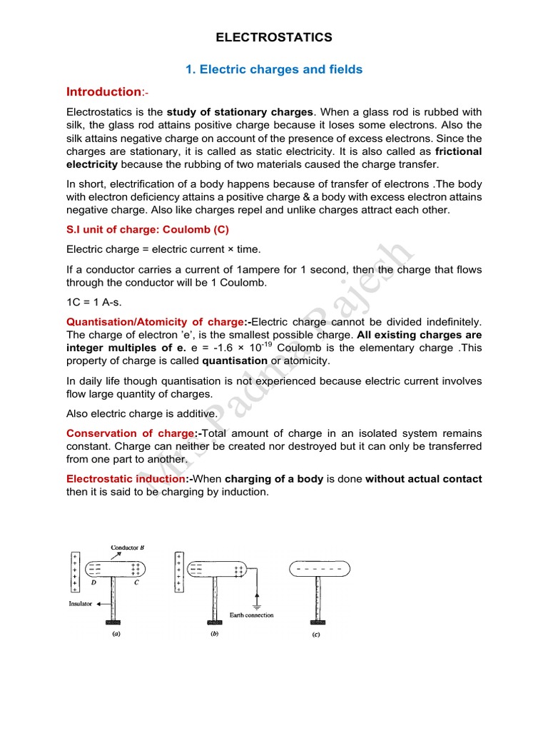Electrostatics Complete Notes | PDF | Electric Charge | Electric Field