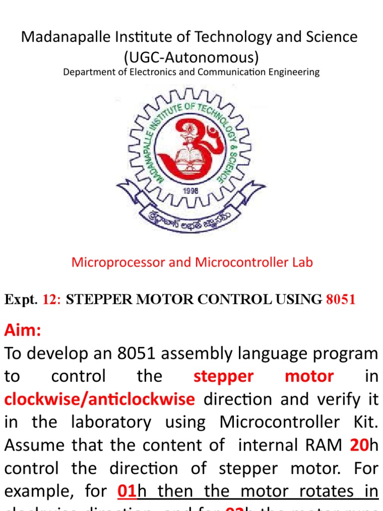 Expt 12-Stepper Motor Control Using 8051 | Download Free PDF ...