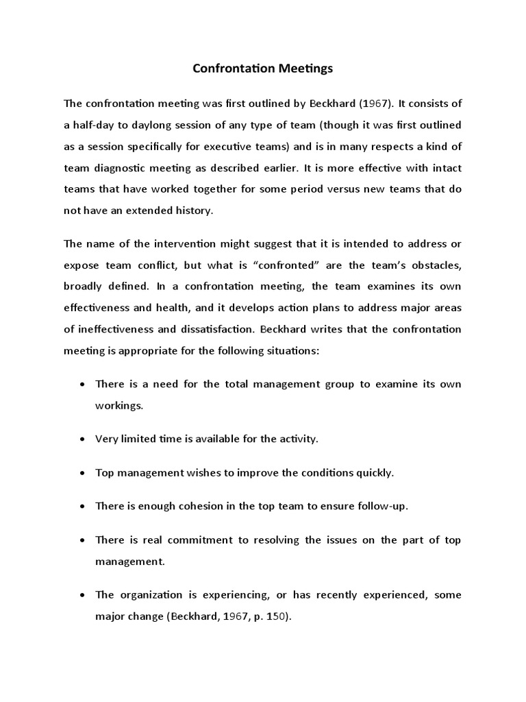 Understanding Confrontation Meetings | PDF | Behavioural Sciences ...