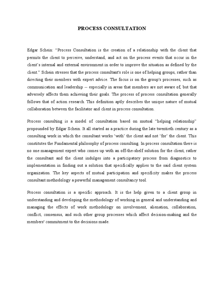 Process Consultation | PDF | Consultant | Expert