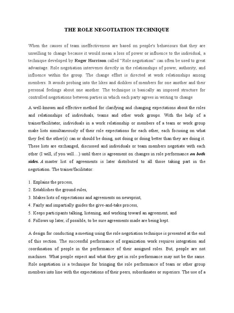 the-role-negotiation-technique-pdf-negotiation-facilitator