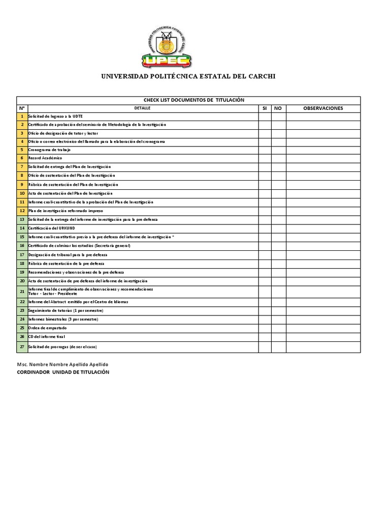 Check List de Documentos | PDF