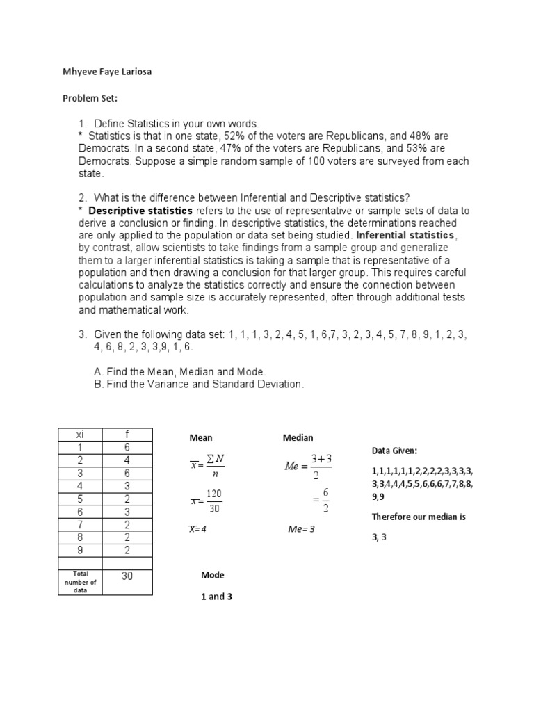 Statistics Problem Set Assignment | PDF | Statistics | Statistical Inference