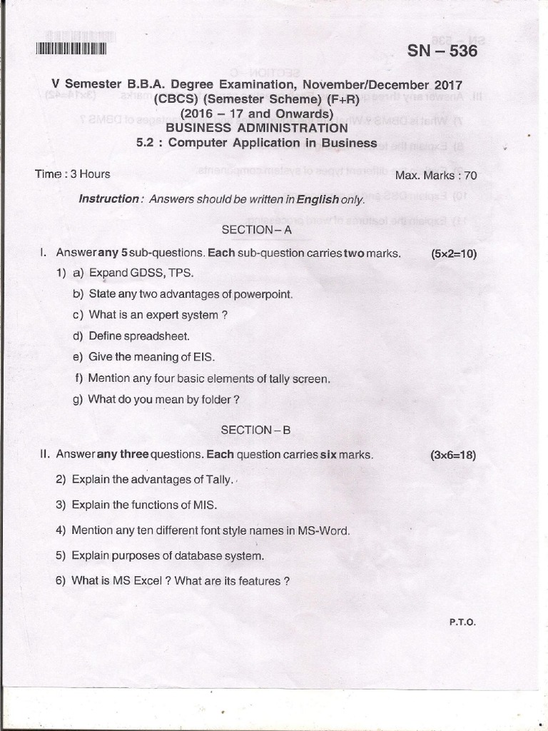 Computer Application in Business Min | PDF