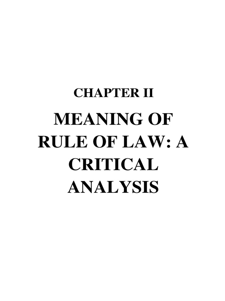 Meaning of Rule of Law: A Critical Analysis | PDF | Rule Of Law ...