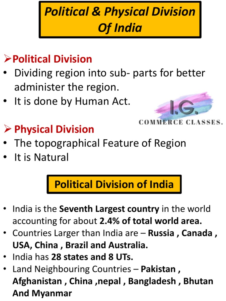 Political & Physical Division of India by IG Classes | PDF | Himalayas ...