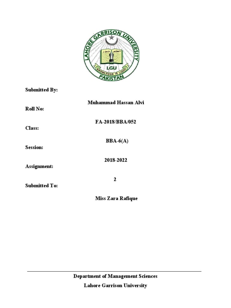 Hassan Assignment 2 | PDF | Partnership | Decision Making