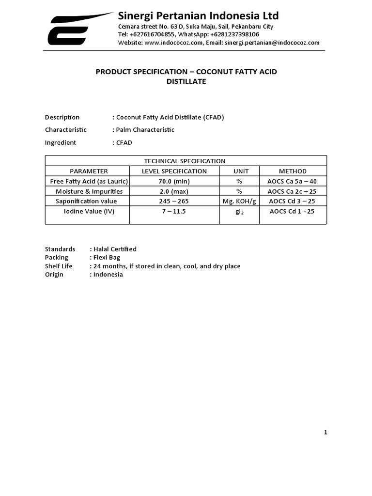 COA RBD Palm Olein CP10-dikonversi | PDF