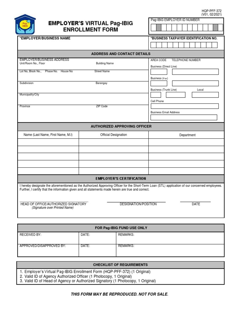 Employer's Virtual Pag-IBIG Enrollment Form | PDF | Signature | Employment