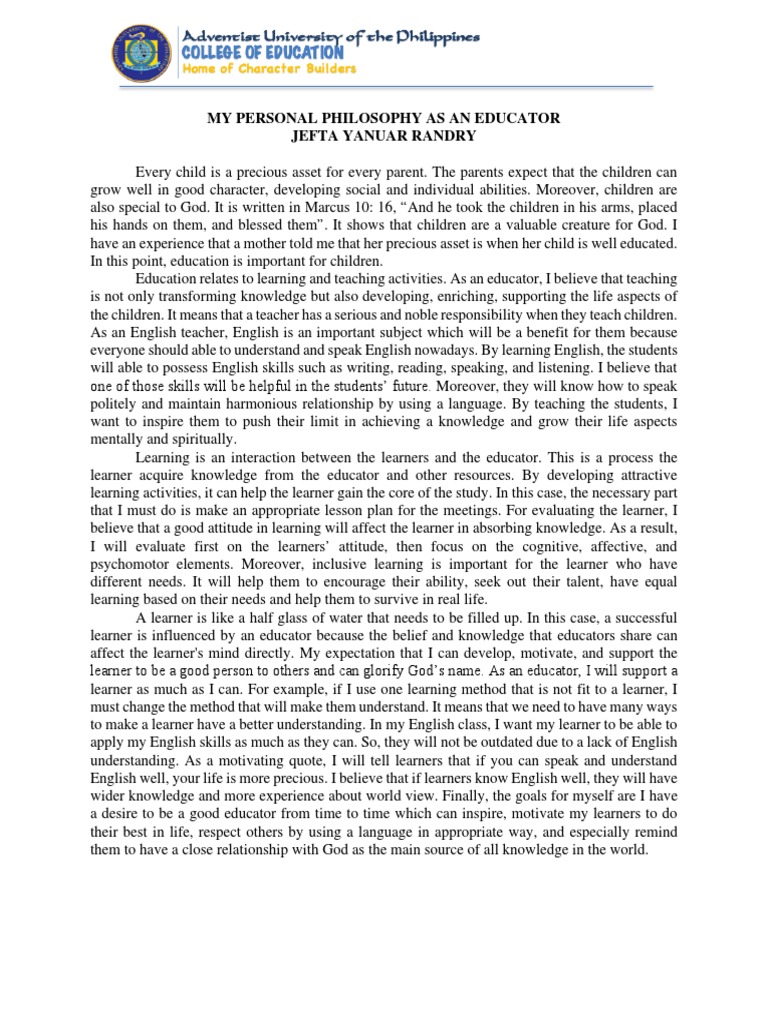 Personal Philosophy of Education | Download Free PDF | Learning ...