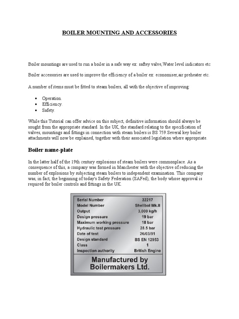 Boiler Mounting and Accessories | PDF | Boiler | Steam