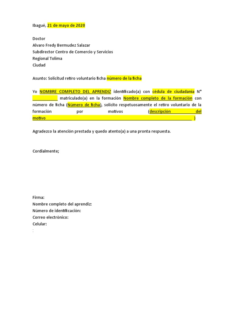 Formato Carta de Retiro Voluntario Modelo | PDF