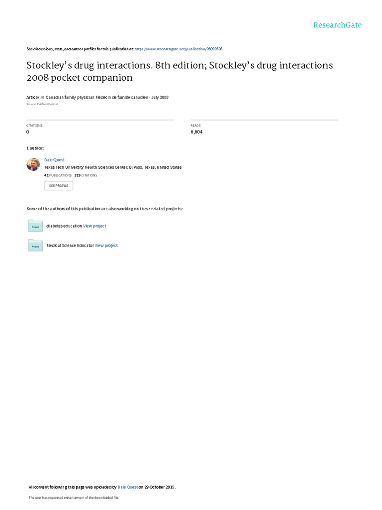 Stockleys Drug Interactions 8th Edition Stockley | PDF | Health Care ...