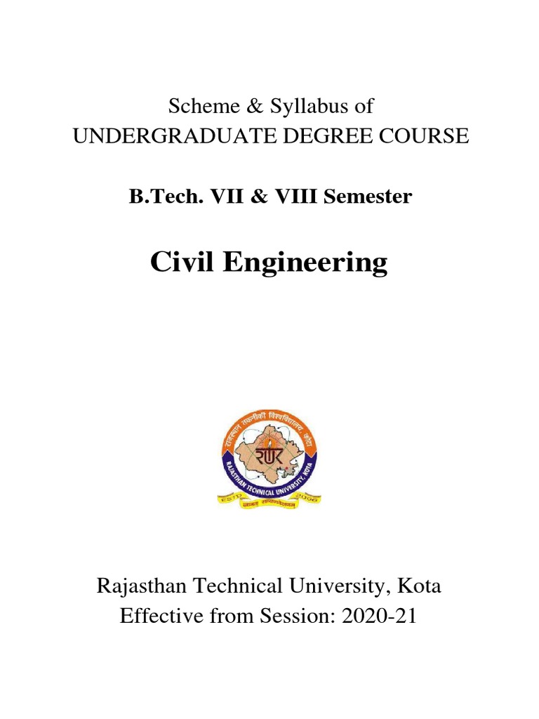 Civil Engineering: Scheme & Syllabus of Undergraduate Degree Course ...