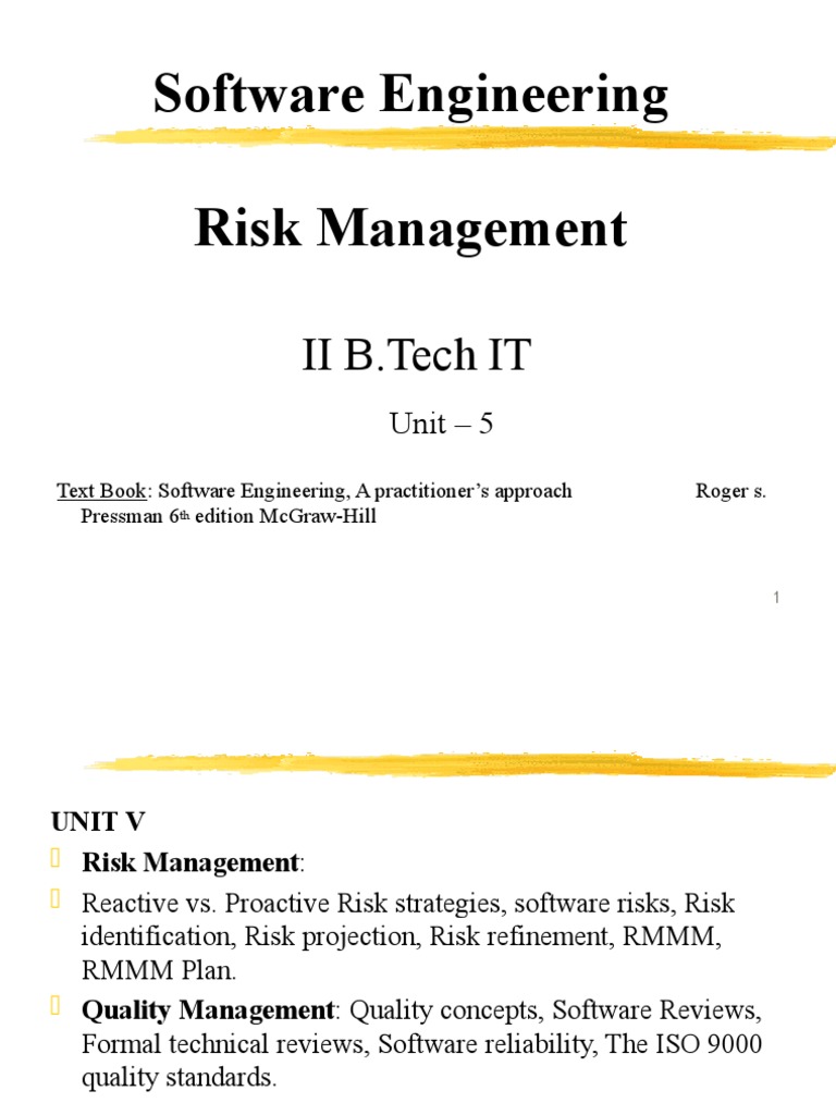 SE - Unit-5 - Risk Management | PDF | Risk | Risk Management