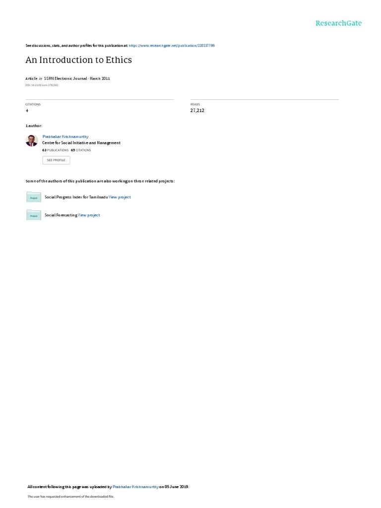 An Introduction To Ethics | PDF | Value (Ethics) | Business Ethics