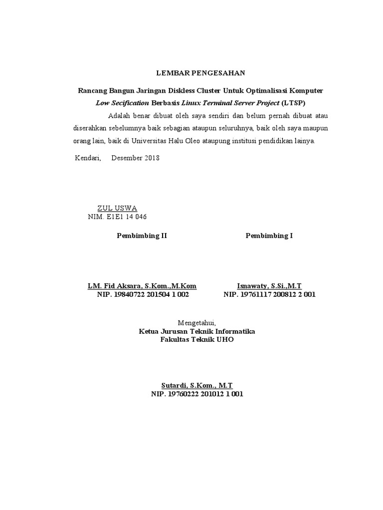 1 Rangkap - Fotocopy 3 Rangkap - LEMBAR PENGESAHAN | PDF