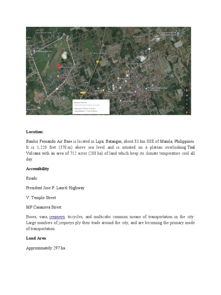 Location:: Basilio Fernando Air Base Lipa Batangas Manila Philippines ...