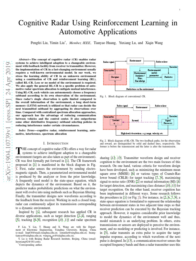 Cognitive Radar Using Reinforcement Learning in Automotive Applications ...