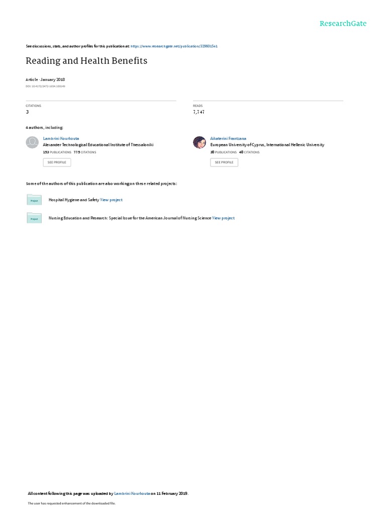 Reading and Health Benefits | PDF | Mental Health | Obesity