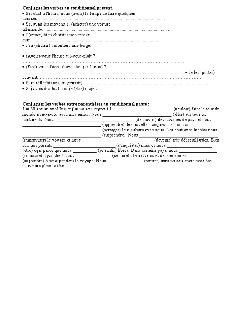 Le Conditionnel Exercices | PDF