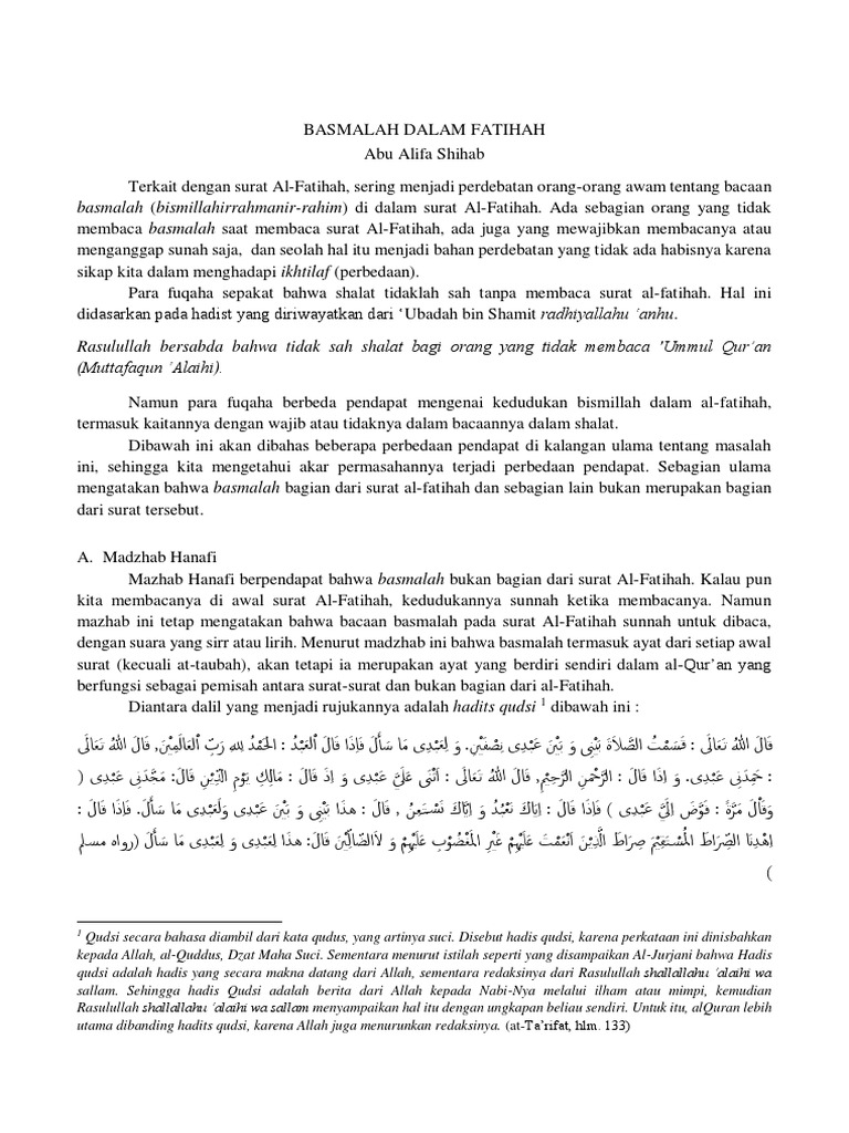 Basmalah Dalam Fatihah | PDF