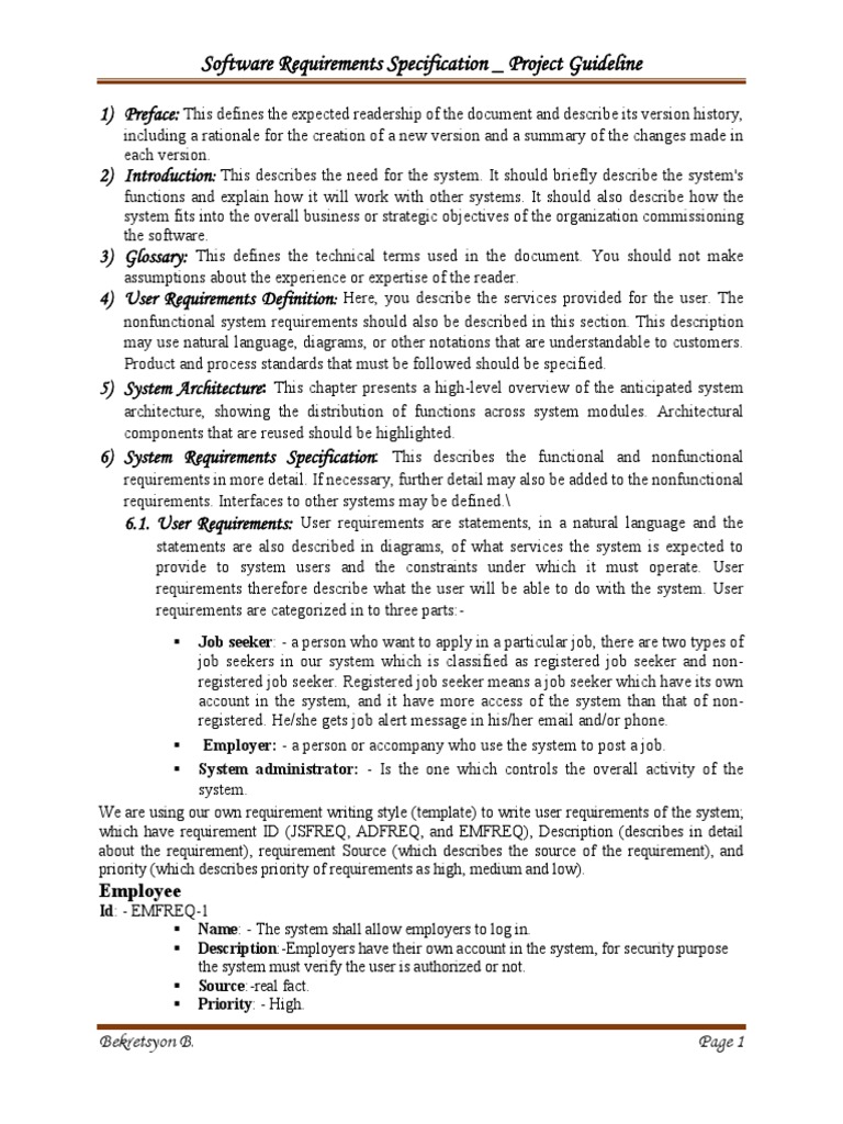 Software Requirements Specification - Project Guideline | PDF | Use Case | System