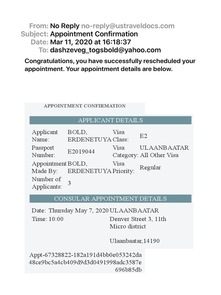 Appointment Confirmation | PDF