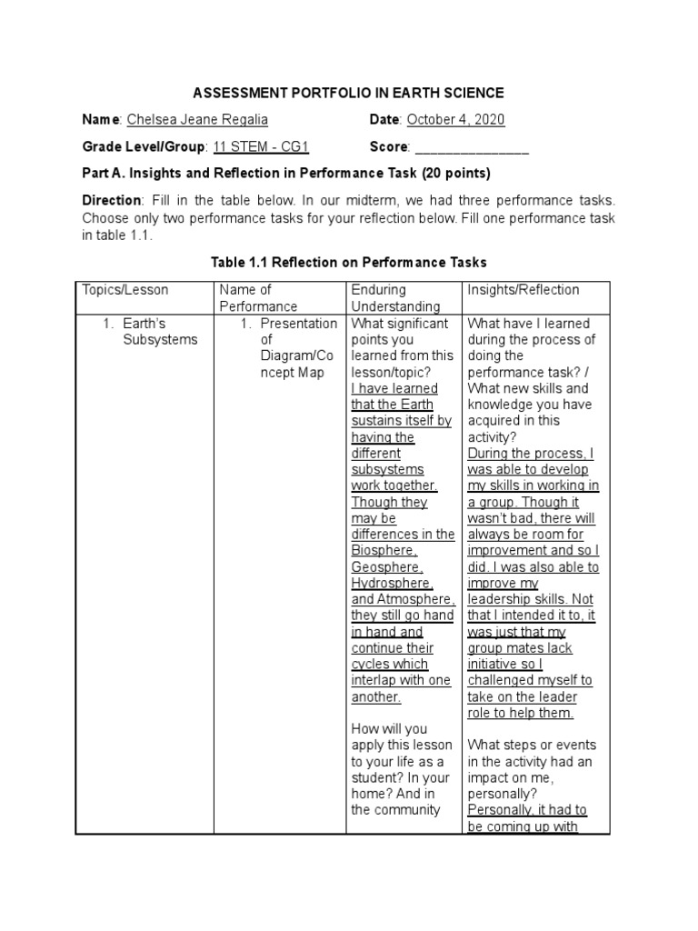 (EARTH SCIENCE) - Assessment Portfolio | PDF | Earth Sciences ...