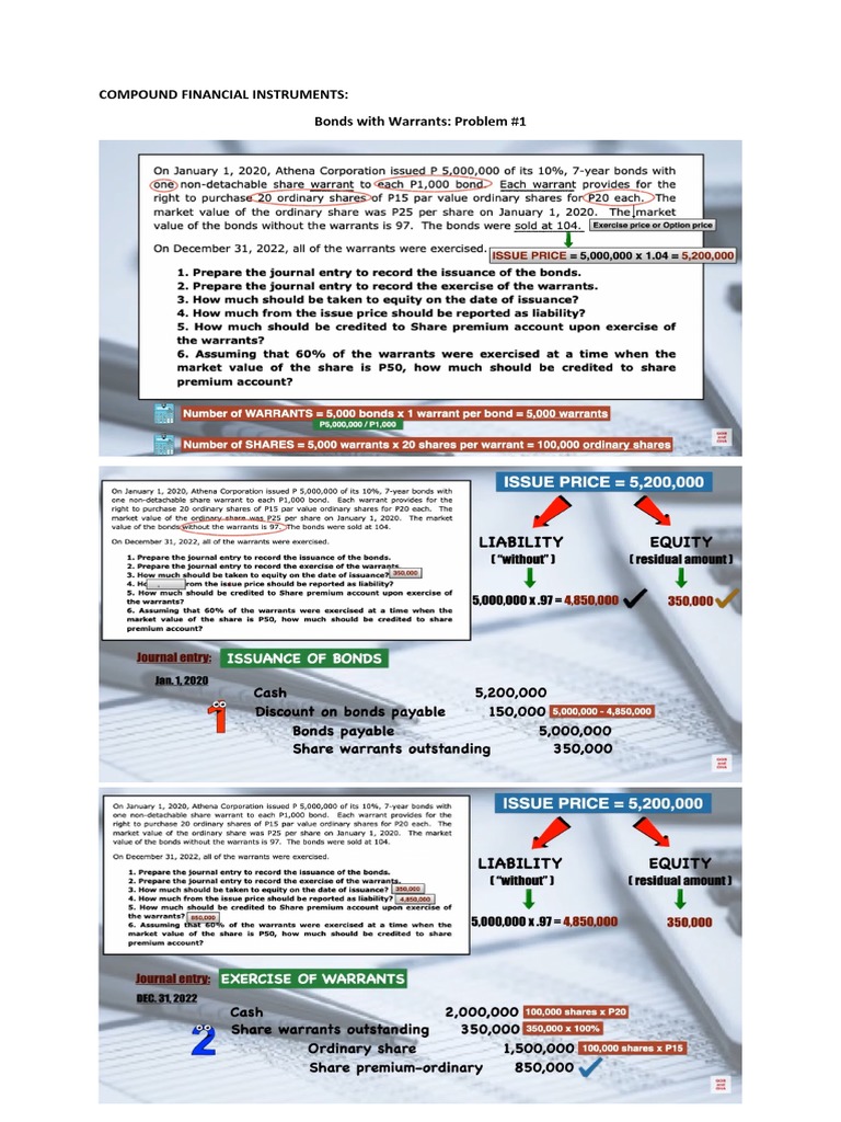 Compound Financial Instrument Practice Problems | PDF
