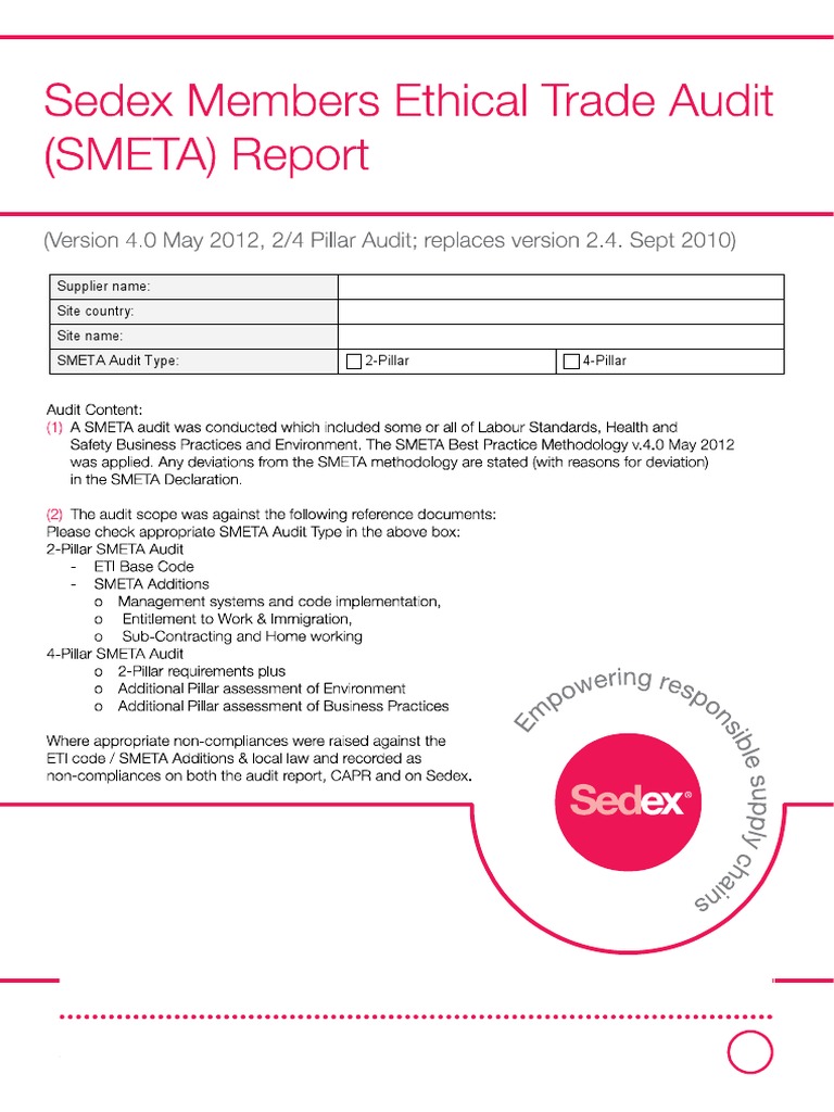 Sedex Audit Checklist | PDF | Overtime | Regulatory Compliance