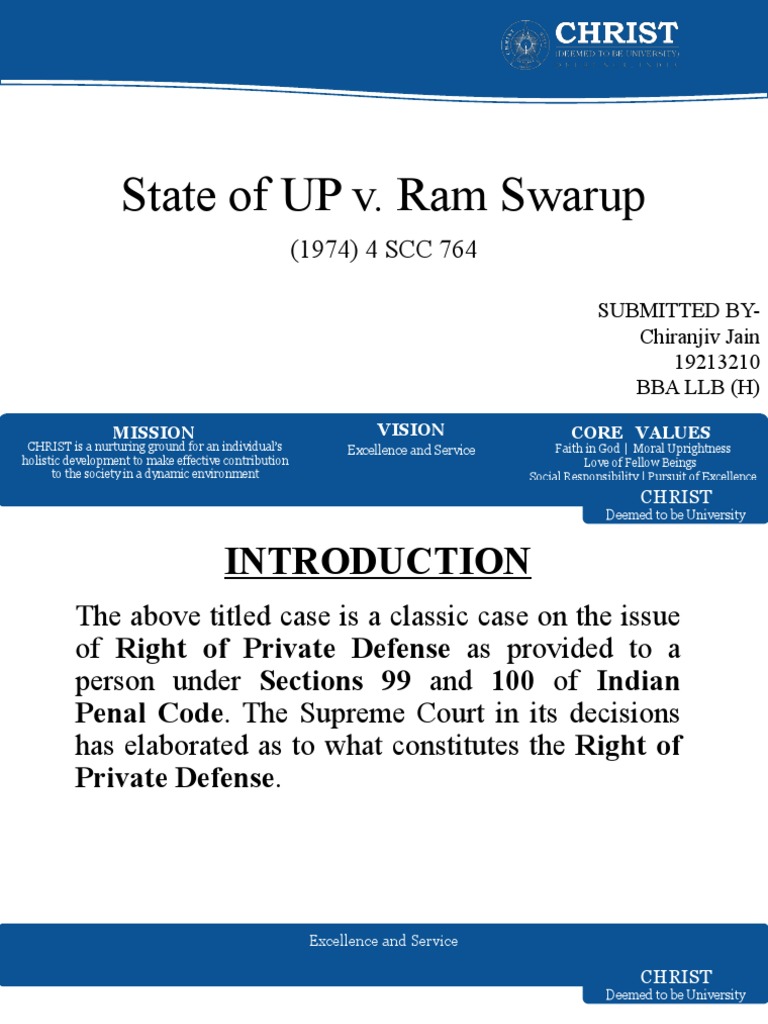 State of UP v. Ram Swarup Case Analysis | PDF | Assault | Justice