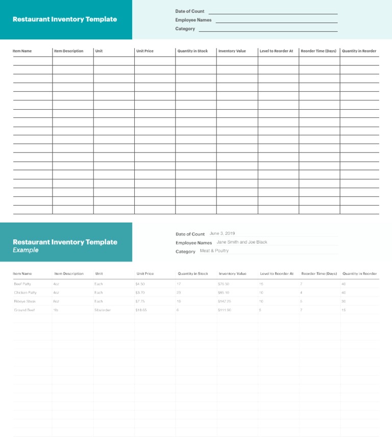 Restaurant Inventory Management Template | PDF