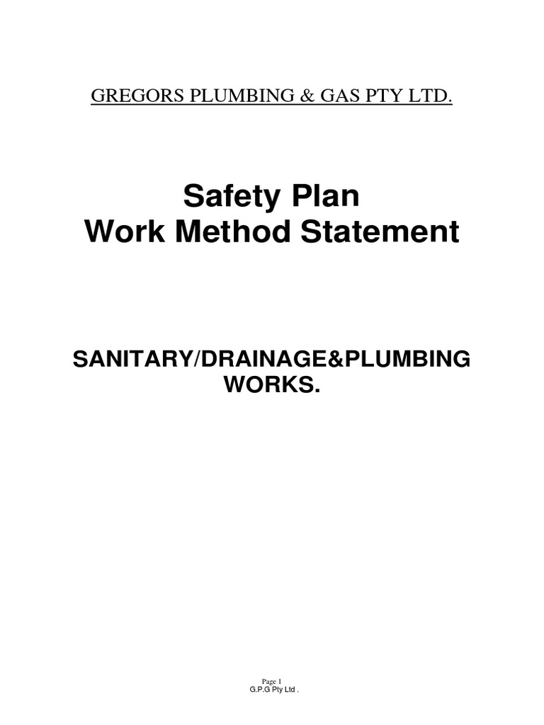 Safety Plan Work Method Statement - Plumber Sunshine Coast ... | PDF ...