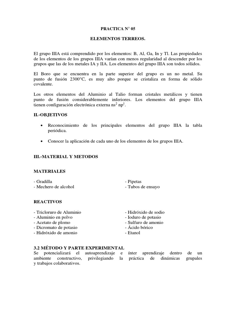 Practica de La Familia de Los Boroideos | PDF | Aluminio ...