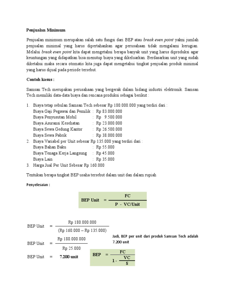 Penjualan Minimum BEP II | PDF