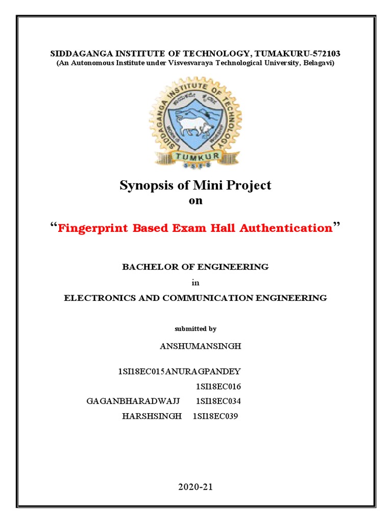 Synopsis of Mini Project: Fingerprint Based Exam Hall Authentication ...