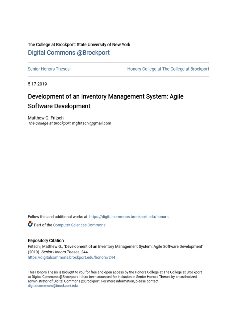 Development of An Inventory Management System - Agile Software Dev ...