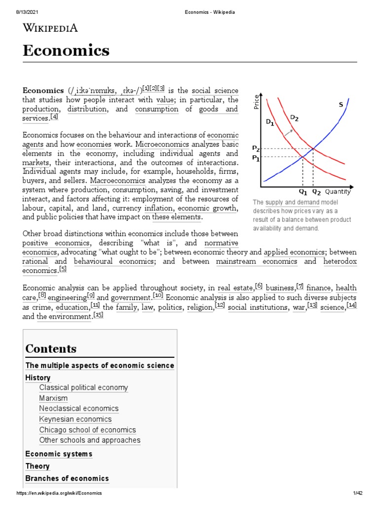 Economics - Wikipedia | PDF | Economics | Neoclassical Economics