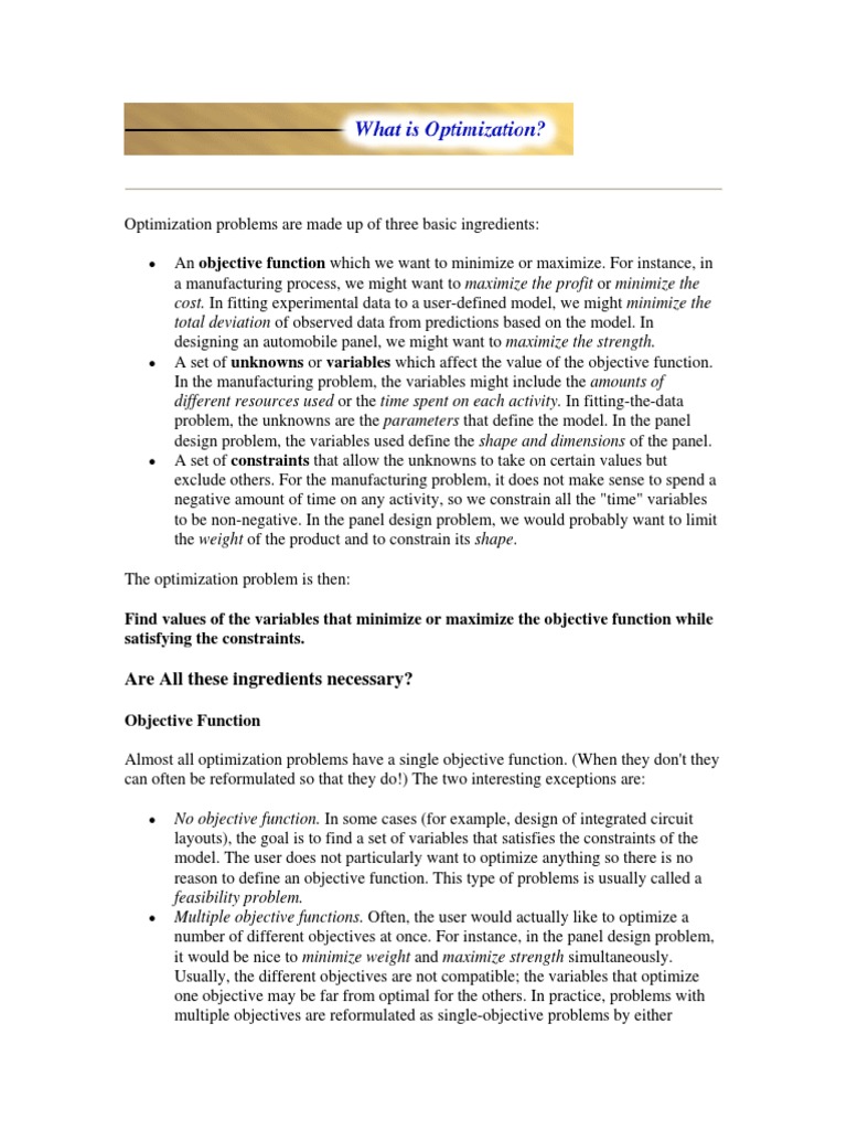What Is Optimization | Download Free PDF | Mathematical Optimization | Loss Function