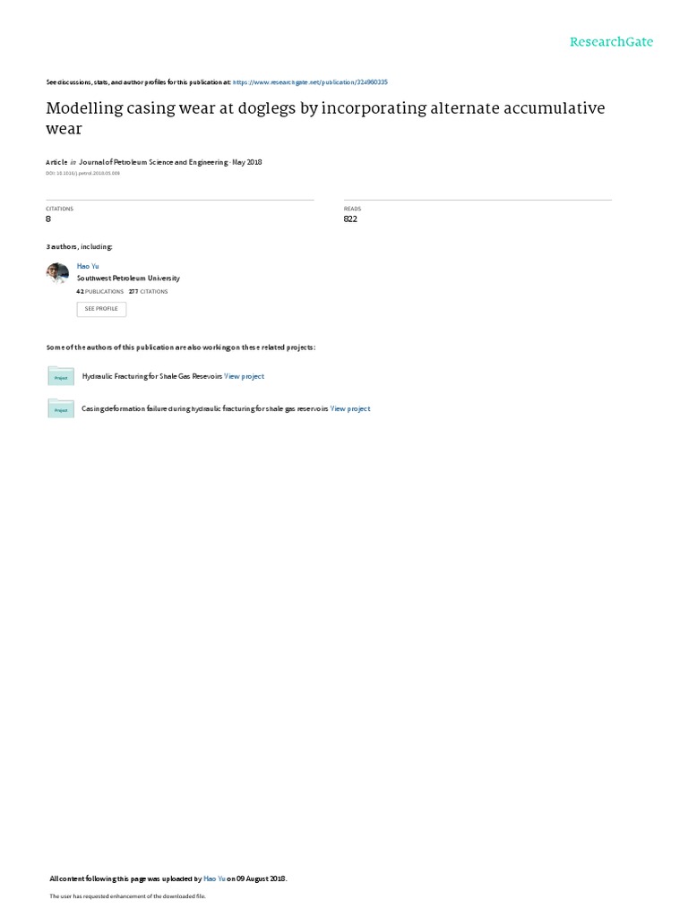 Casing Wear Incorporating AAW2 | PDF | Casing (Borehole) | Wear