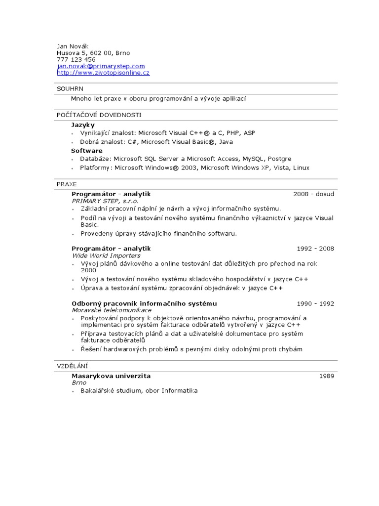 Zivotopis Programatora | PDF