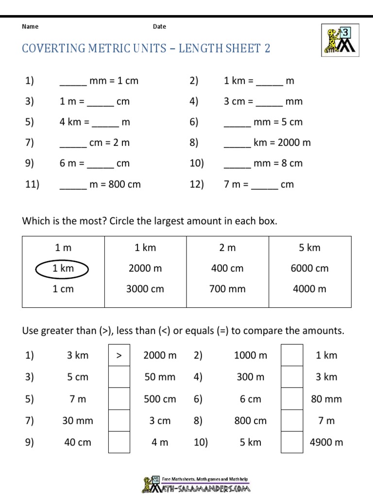 Converting Metric Length Worksheet | PDF